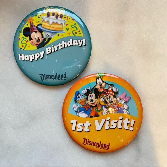 Disney | Other | Disneyland Rare Birthday Button And First Visit To ...